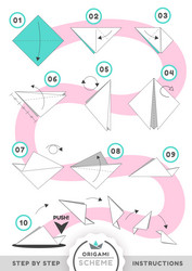 Step instructions how to make origami a rabbit Vector Image