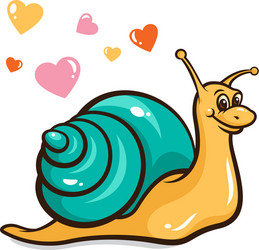 Cartoon funny snail eating a leaf Royalty Free Vector Image