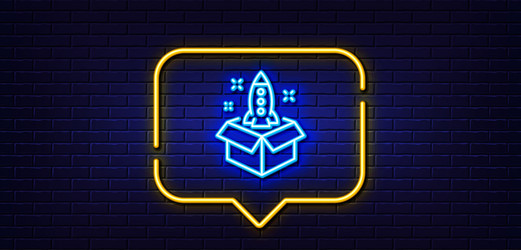 Startup line icon launch project sign neon light Vector Image