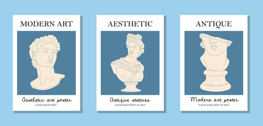 Antique statues banner concept Royalty Free Vector Image