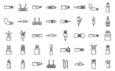 Fiber optic cable icons internet connection Vector Image