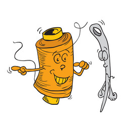 Hand with needle and thread Royalty Free Vector Image