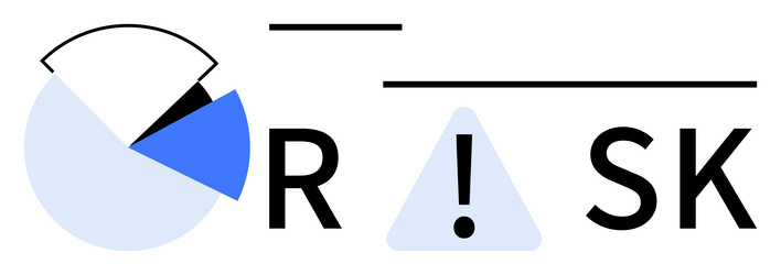 Warning sign and pie chart depict data analysis Vector Image