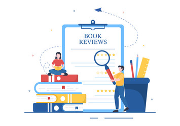 Book review template hand drawn cartoon flat Vector Image