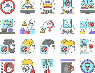 Cancel culture and discrimination icons set Vector Image