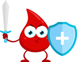 Cute red blood drop doctor cartoon character Vector Image