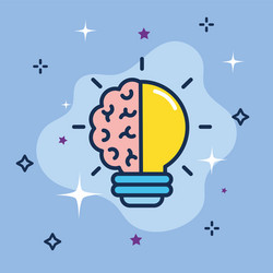 Half light bulb and brain Royalty Free Vector Image