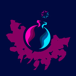 Bomb explosion boom line pop art portrait logo Vector Image