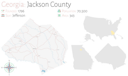 Map jackson county in georgia Royalty Free Vector Image