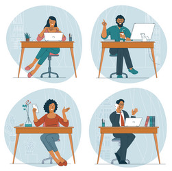 Cartoon engineer in office Royalty Free Vector Image