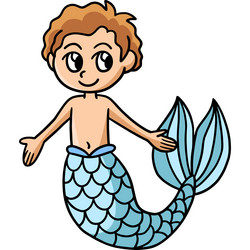 Merman king with trident cartoon colored clipart Vector Image
