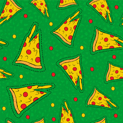 Cartoon cute doodles hand drawn pizza seamless Vector Image