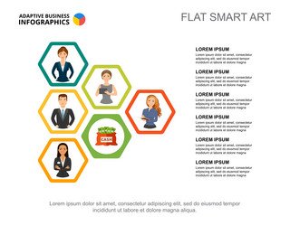 Six elements process chart template Royalty Free Vector