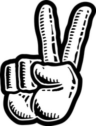 Hand peace sign cartoon Royalty Free Vector Image