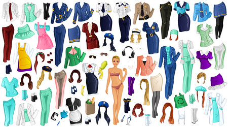 Woman Paper Dolls for Dress Up Vector Images (84)
