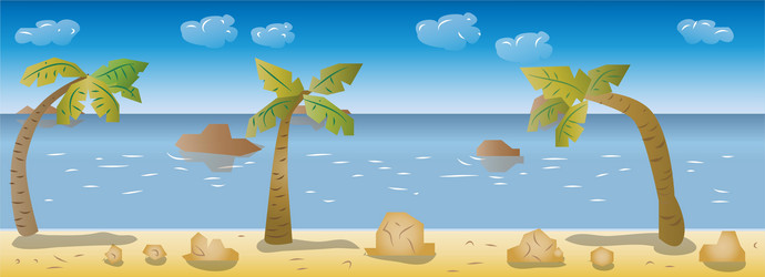 Sunset beach game background Royalty Free Vector Image