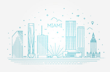 Miami architecture line skyline Royalty Free Vector Image