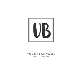 U b ub initial letter handwriting and signature Vector Image