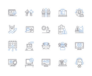 Wirking and career outline icons collection work Vector Image