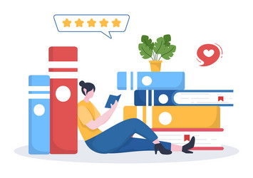 Book review template hand drawn cartoon flat Vector Image