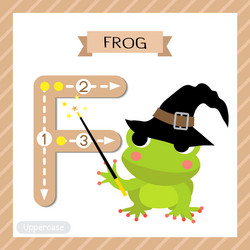 Letter f tracing frog eating fly Royalty Free Vector Image