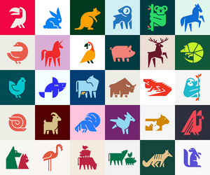 Animals logos collection Royalty Free Vector Image