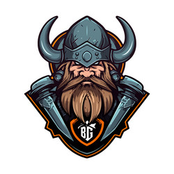 Viking logo design sport team mascot logotype Vector Image