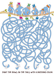 Children logic game to pass the maze worksheet Vector Image