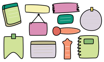 Hand drawn note paper doodle set sticky notes Vector Image