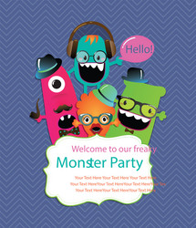 Monster party card design Royalty Free Vector Image
