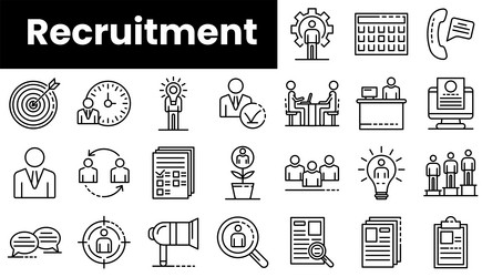 Set of outline online recruitment icons Royalty Free Vector