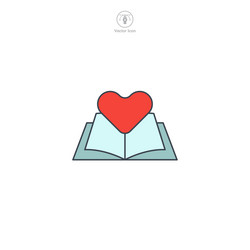Book with heart icon symbol isolated on white Vector Image