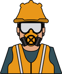 Worker avatar with industrial safety icon image Vector Image