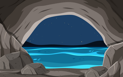 Sea cave background in cartoon style Royalty Free Vector