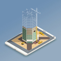Skyscraper construction isometric composition Vector Image