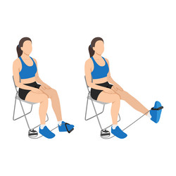 Woman doing resistance band seated leg extensions Vector Image