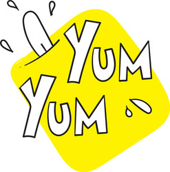 Yum text design doodle for print with cartoon Vector Image