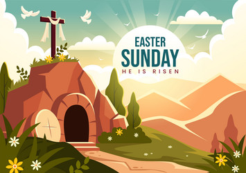 Happy easter sunday of jesus he is risen Vector Image