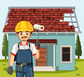 Overworked exhausted construction worker cartoon Vector Image