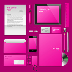 Stylish id card template with pink details Vector Image