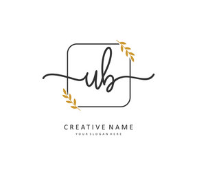 U b ub initial letter handwriting and signature Vector Image