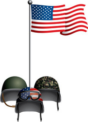 United state flag with military helmet Royalty Free Vector