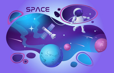 Space travel concept with rocket and planets Vector Image