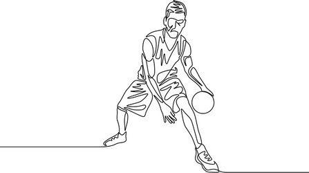Continuous line basketball player step Royalty Free Vector