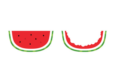 Bitten watermelon slice with vibrant green rind Vector Image