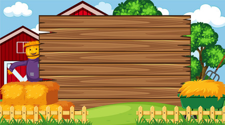 Border template with farm scene in background Vector Image
