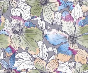 Watercolor flowers seamless pattern Royalty Free Vector