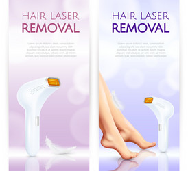 Hair removal procedure banner design with razors Vector Image
