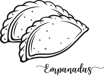 Empanadas or fried pie outline sketch Royalty Free Vector