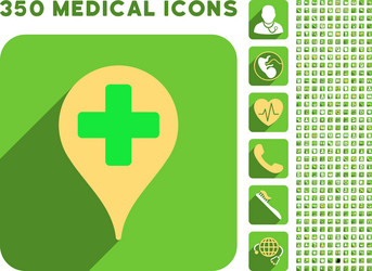 Map marker icon and medical longshadow set Vector Image